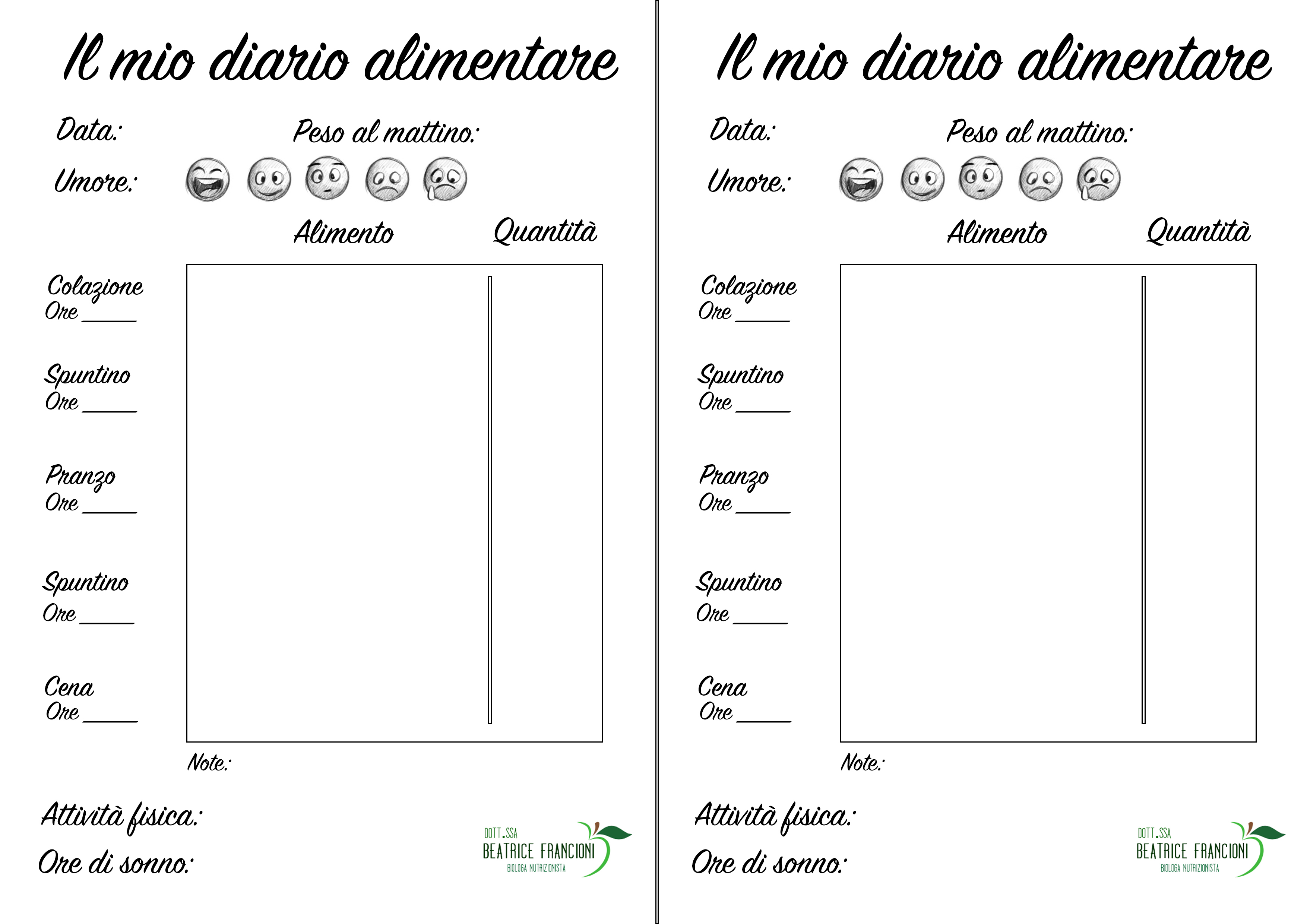 Come compilare il diario alimentare – Beatrice Francioni